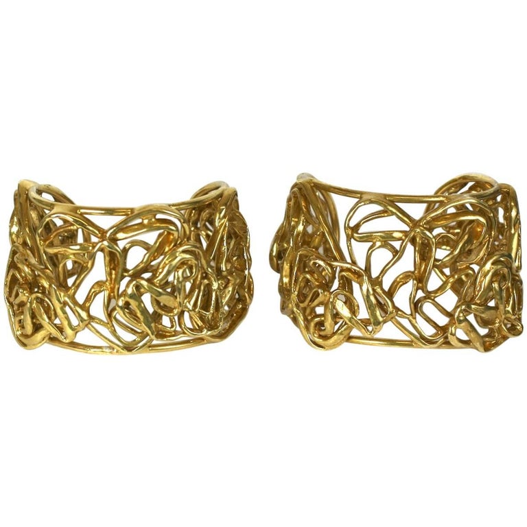 Yves Saint Laurent Sculptural Heart Cuffs For Sale at 1stDibs