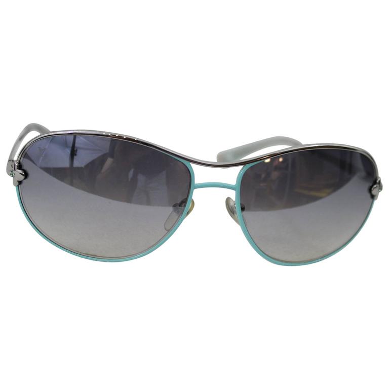Louis Vuitton Steel Turquoise Sunglasses With Box At 1stdibs