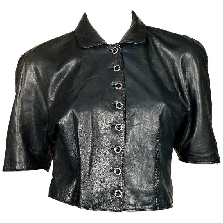 Gianni Versace Leather Crop Top at 1stDibs