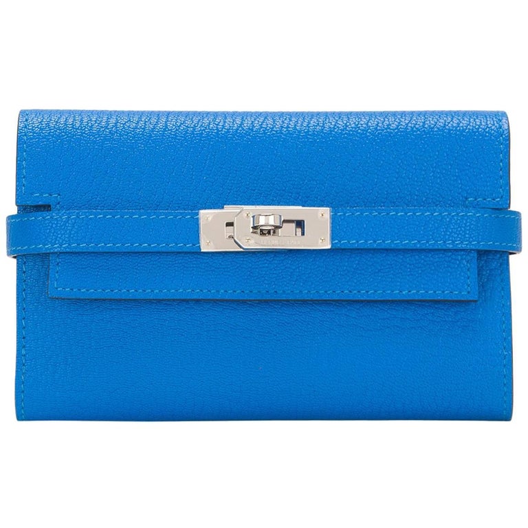 Hermes Kelly Wallet Blue