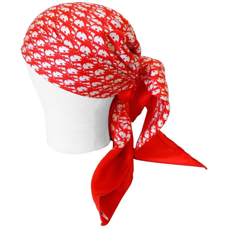 1980s Christian Dior Logo Red Monogram Print Scarf at 1stDibs | red ...