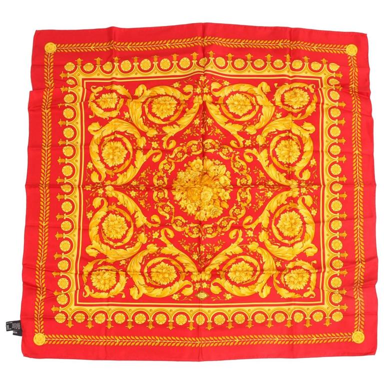 Versace Silk Scarf Baroque Print - red/gold at 1stDibs | red and gold ...