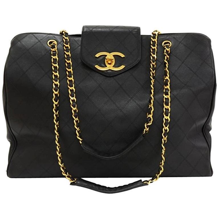 Chanel Supermodel Black Leather XL Shoulder Tote Bag at 1stDibs ...
