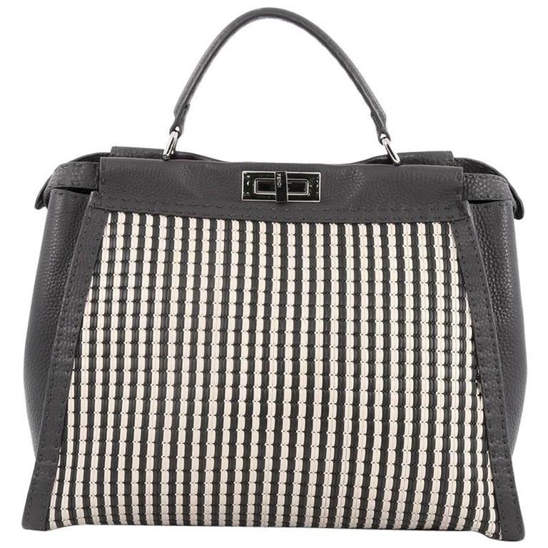 Fendi Selleria Peekaboo Handbag Woven Leather XL at 1stdibs