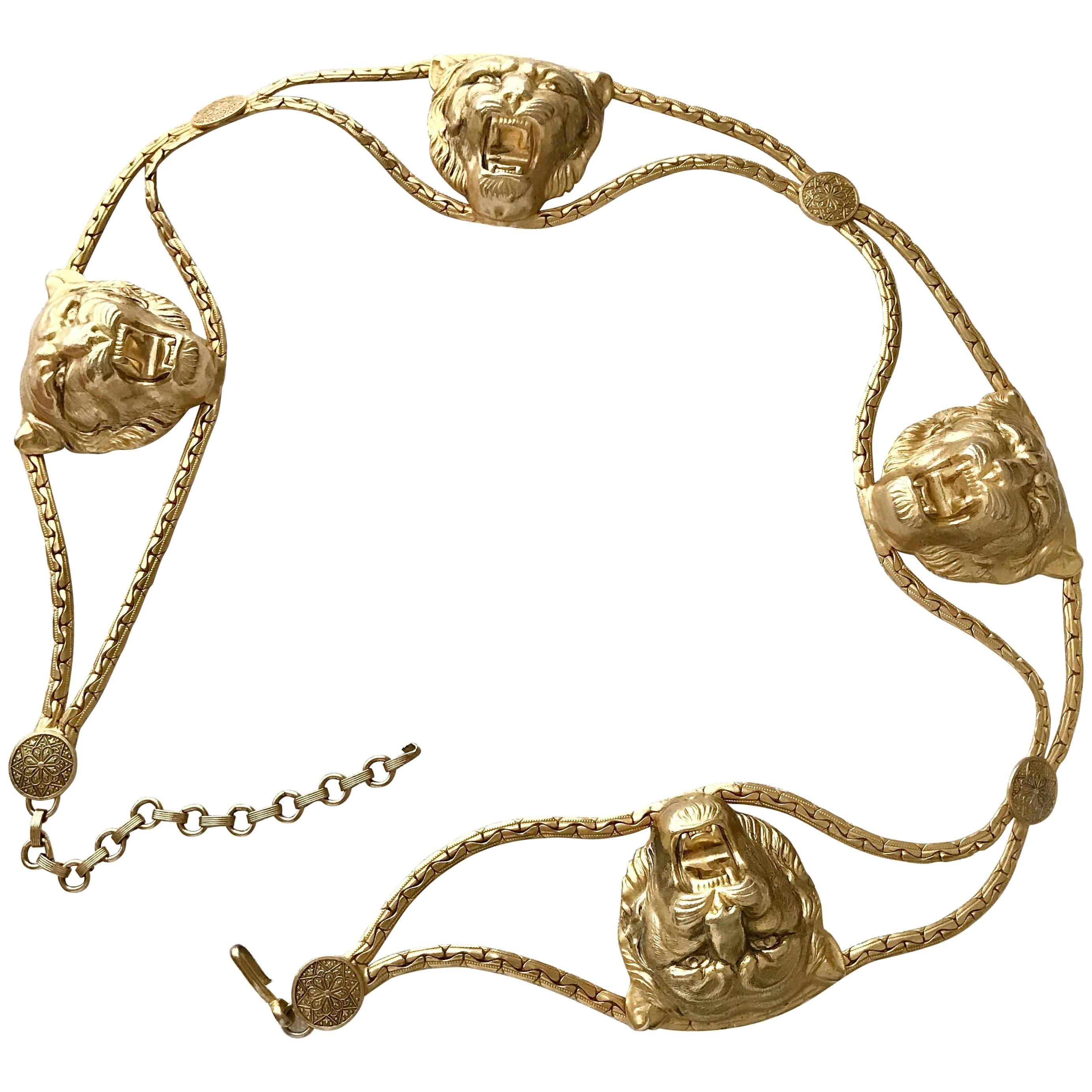 1970s Lion Buckles Chain Belt at 1stDibs | 70s chain belt, 1970s belt