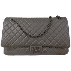 Chanel Silver Maxi Extra Large Shoulder Bag at 1stDibs | chanel silver ...