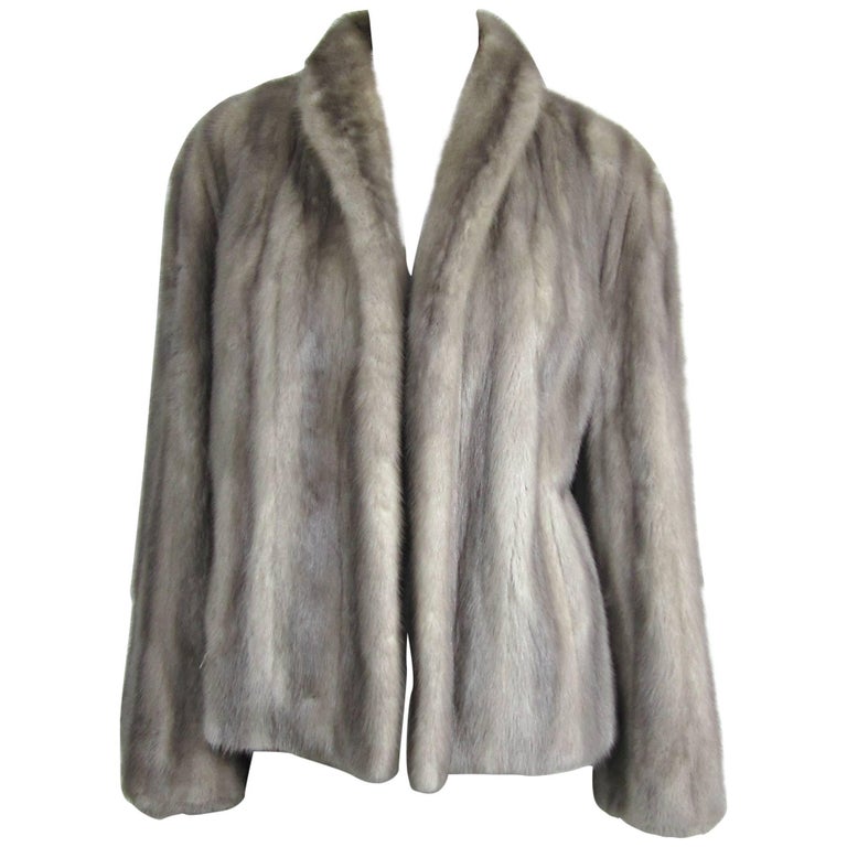 1960s Vintage Silver Gray Grey Mink Fur Jacket Stroller Coat at 1stDibs ...