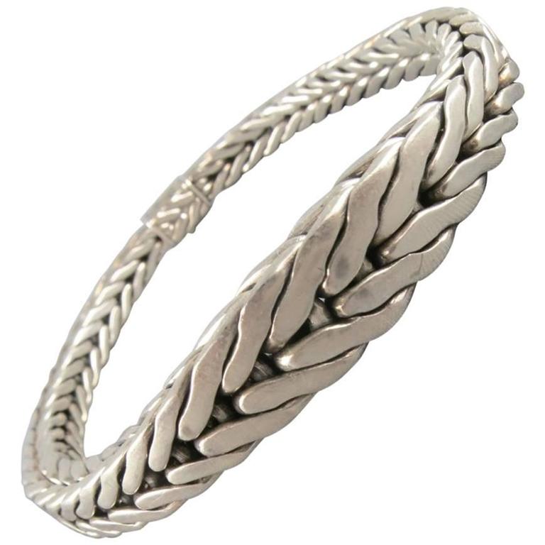 JOHN HARDY Sterling Silver Braided Snake Chain Bracelet at 1stDibs