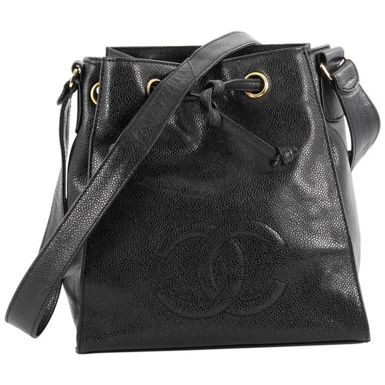 Chanel Vintage CC Drawstring Bucket Bag Caviar Small at 1stDibs