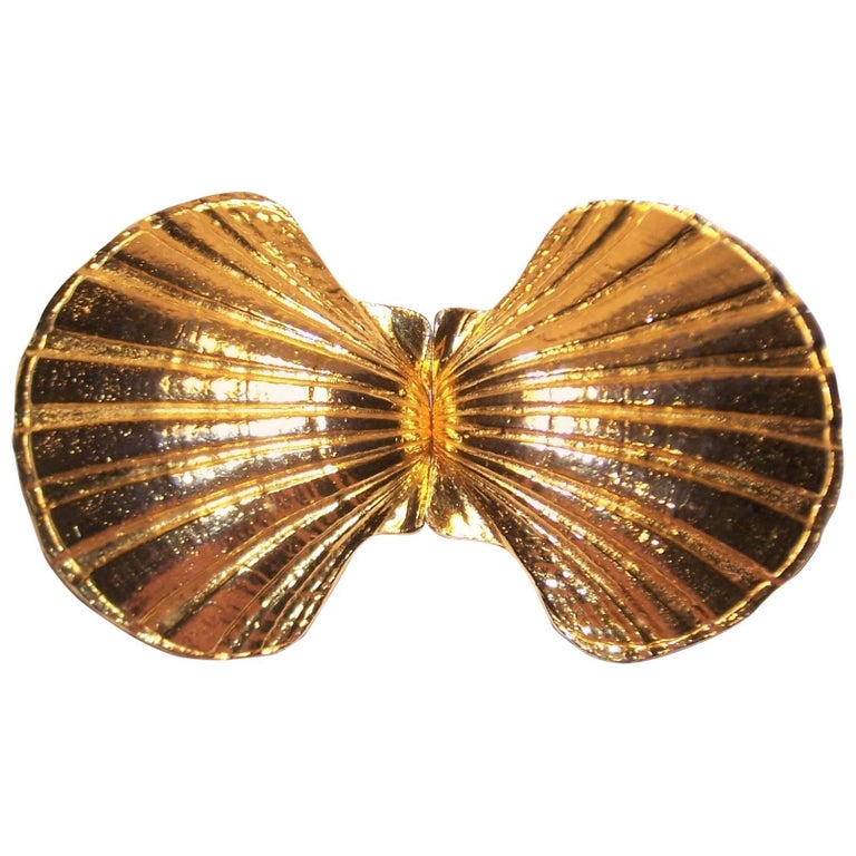 Large 1972 Mimi di N Gold Scallop Shell Belt Buckles at 1stDibs