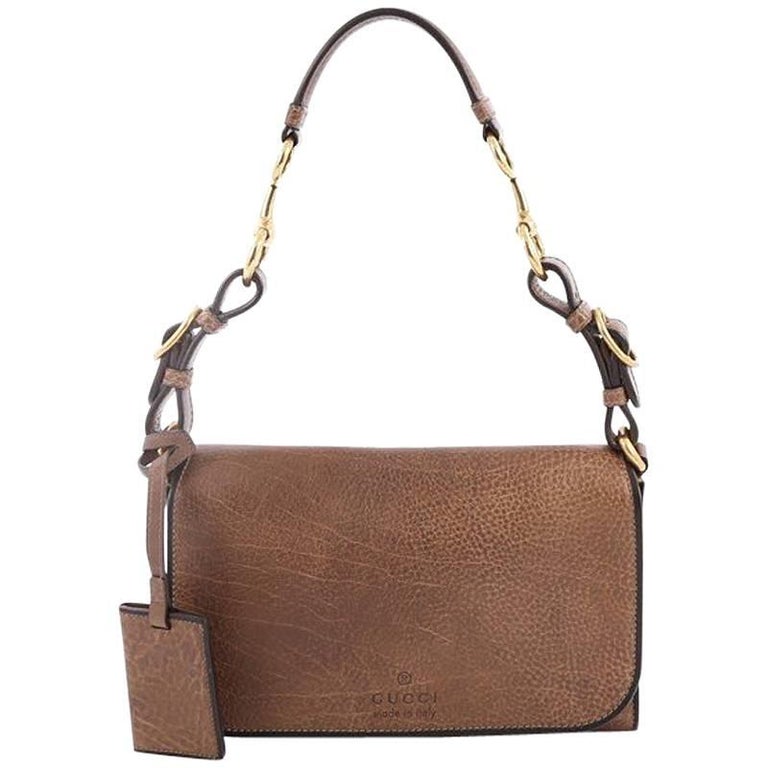 Gucci Harness Shoulder Bag Distressed Pebbled Leather Small at 1stDibs