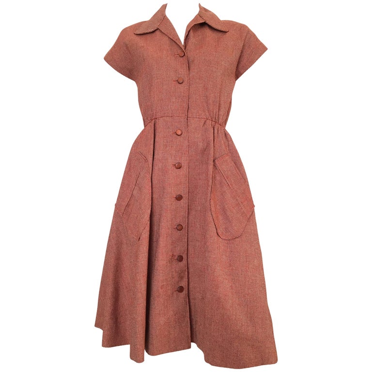 Dior 1980s Button Up Dress with Pockets Size 4. For Sale at 1stDibs