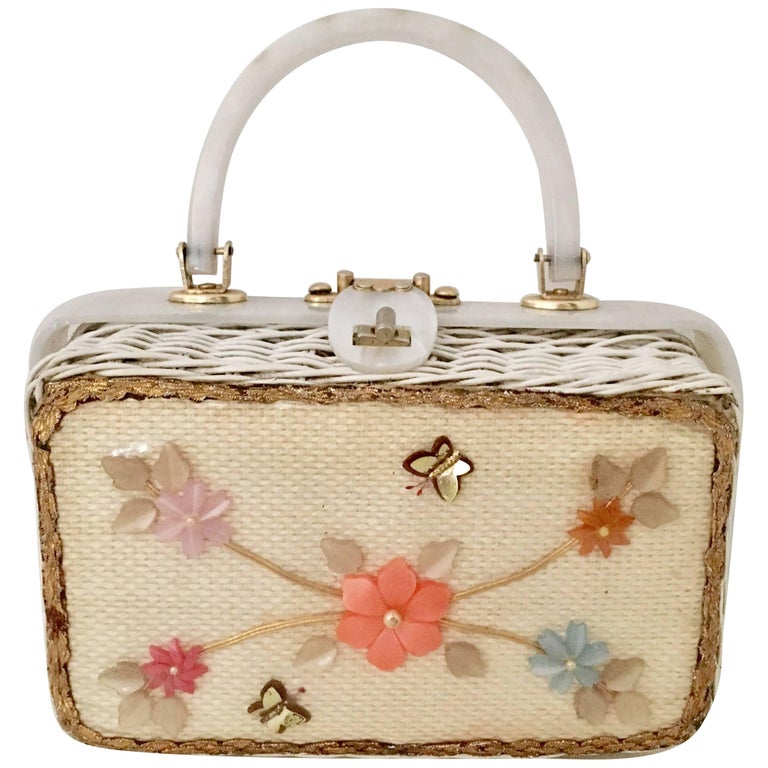 Vintage Lucite and Wicker Box "Florida" Handbag at 1stDibs