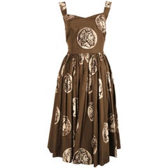DOLCE and GABBANA Roman coin printed cotton dress For Sale at 1stDibs