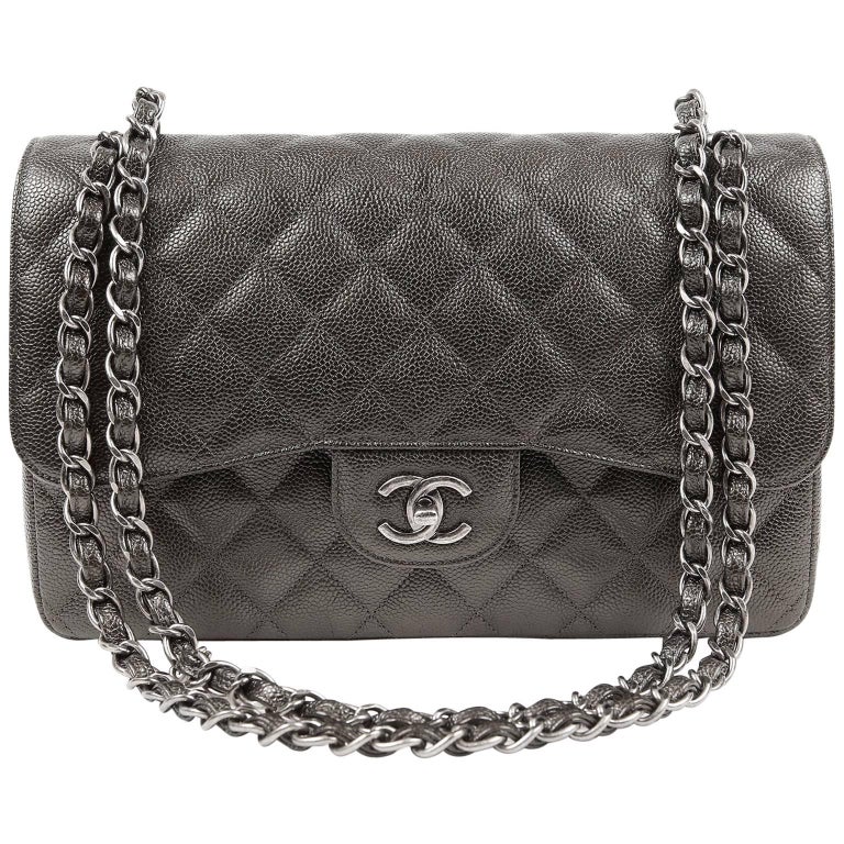 Chanel Graphite Caviar Jumbo Double Flap Classic Bag at 1stDibs ...