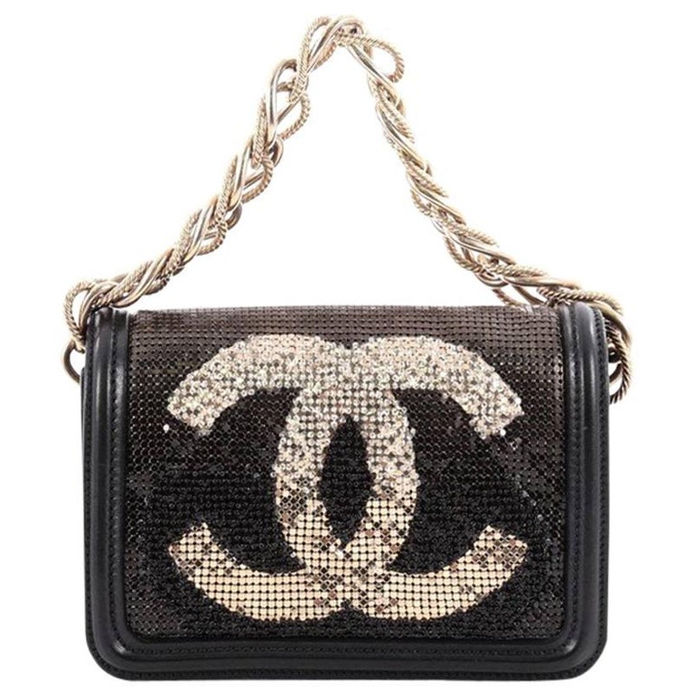Chanel Hollywood Flap Bag Beaded Metal Mesh and Leather at 1stDibs