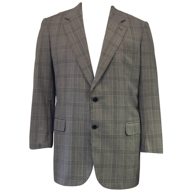 Brioni Bellissimo 100% Wool Heathered Windowpane Grey on Grey Jacket at ...