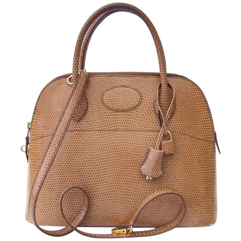 Hermes Bolide Bag 2 ways Beige Lizard Golden Hdw 31 cm With Strap at ...
