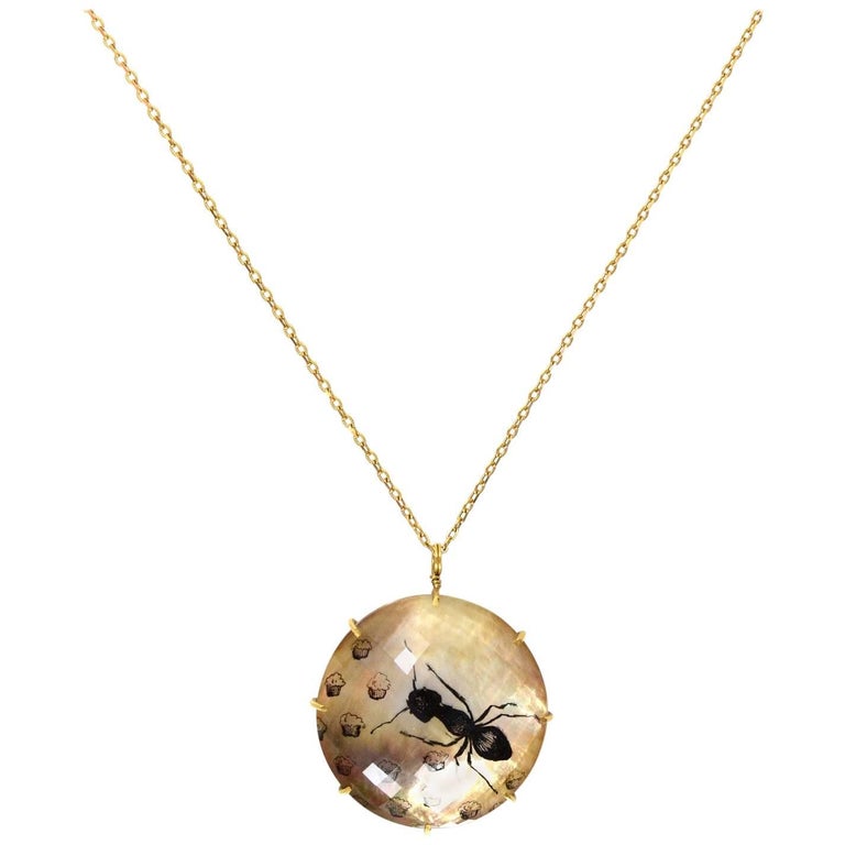 Anna Ruth Henriques ARH Mango Gold and Bug Crystal Pendant Necklace For ...