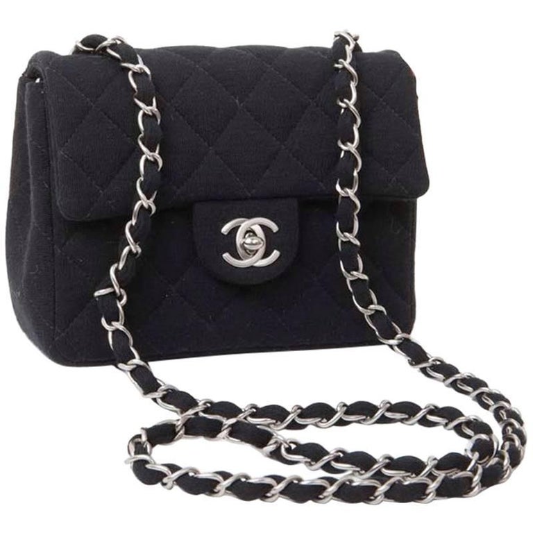 Mini CHANEL Bag in Black Jersey at 1stDibs | black small chanel bag ...