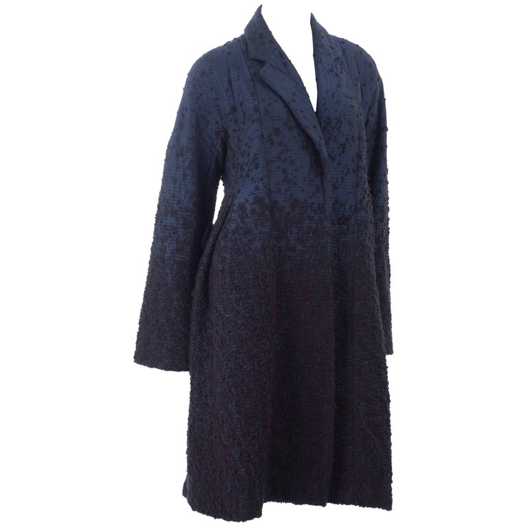 Vintage 90s LA PERLA Coat in Navy and Black For Sale at 1stDibs