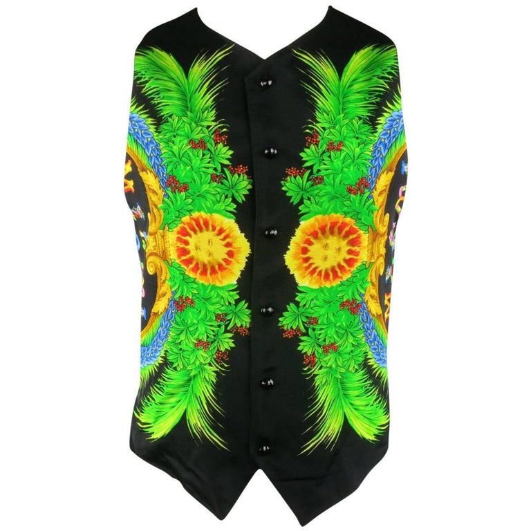 Vintage GIANNI VERSACE 38 Black MIAMI FLORIDA USA Tropical Sun Print ...