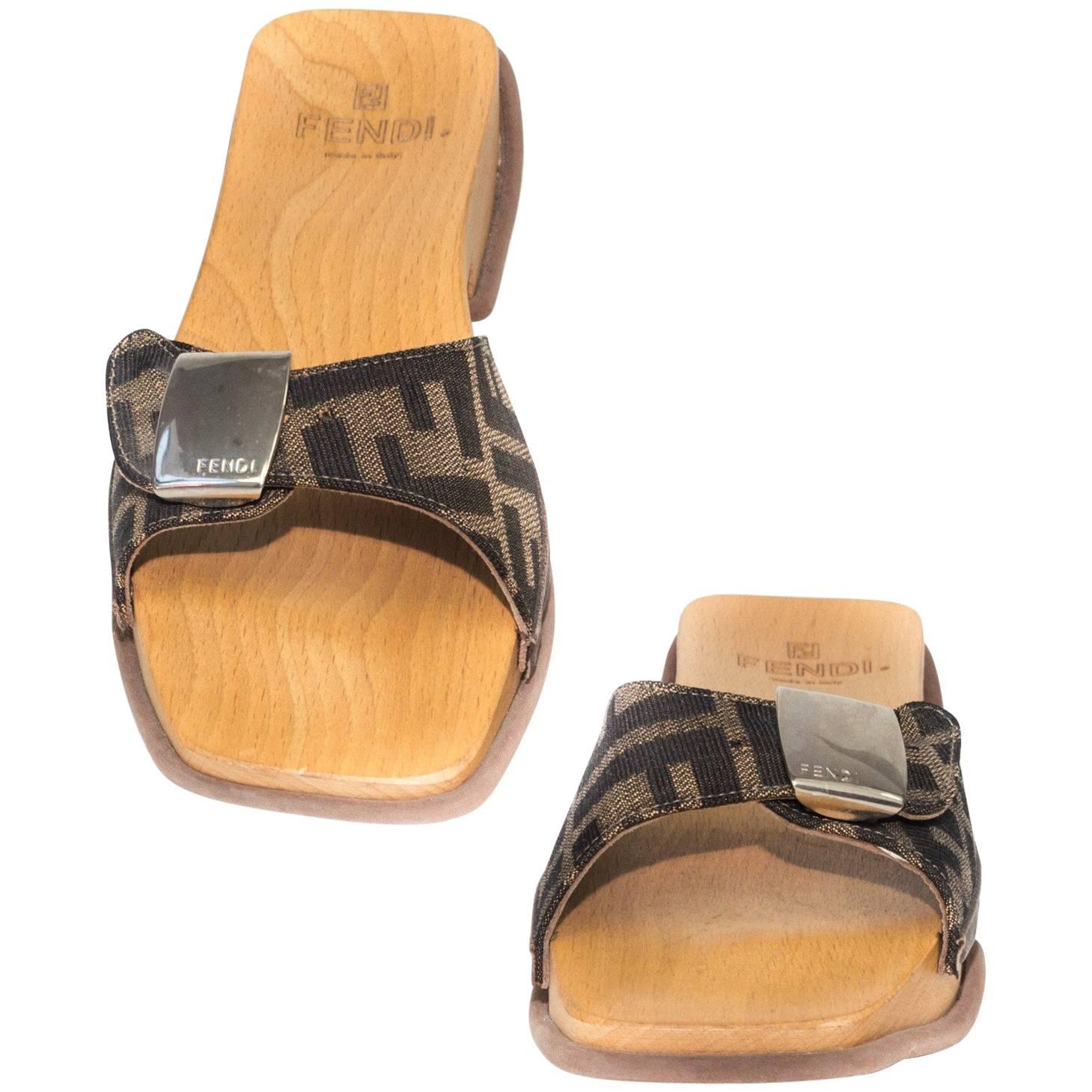 Fendi Logo Dr. Scholls Style Clogs at 1stDibs