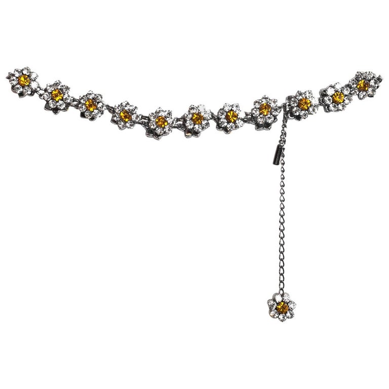 Dolce and Gabbana '90s Crystal Flower Belt For Sale at 1stDibs