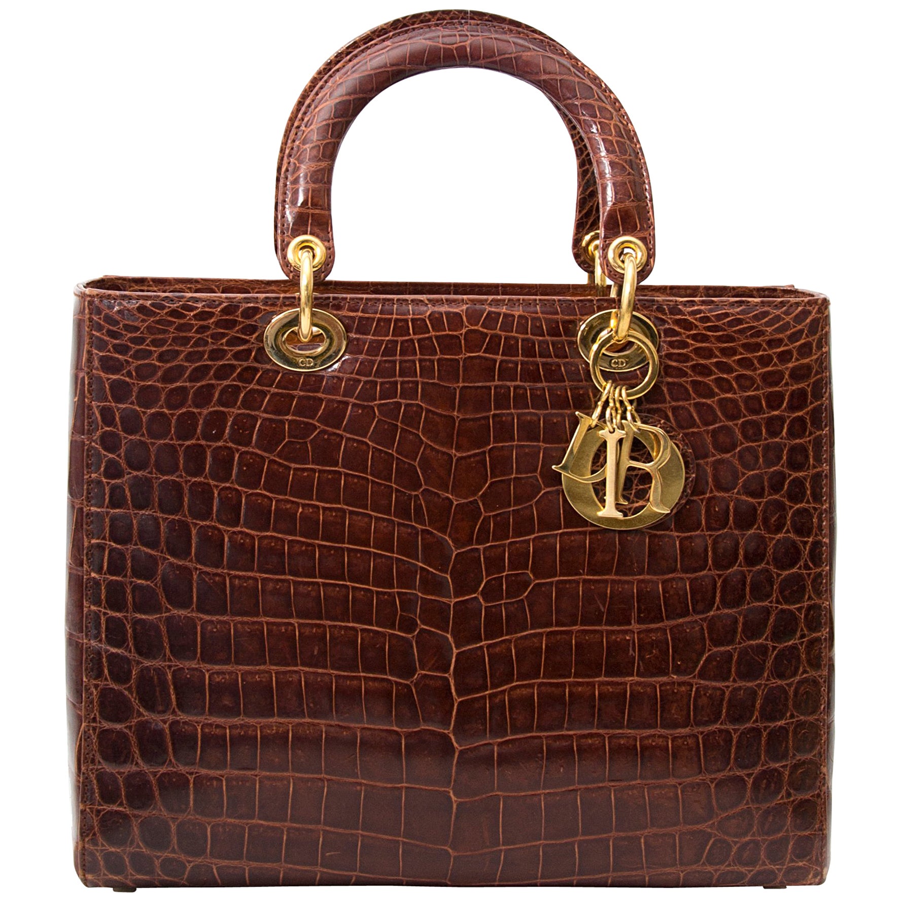 Christian Dior Brown Leather Top Handle Mini Bag For Sale at 1stDibs