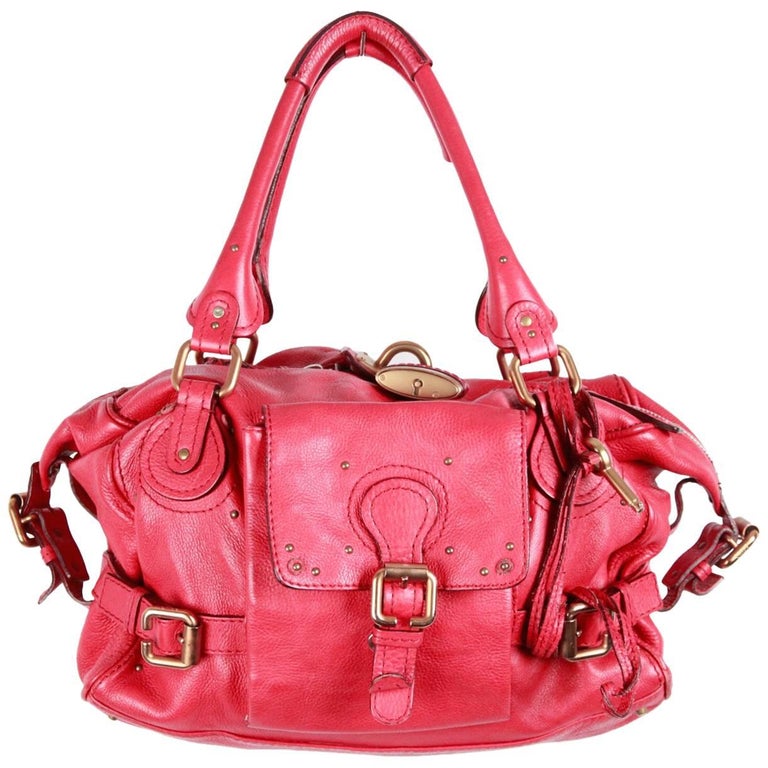 CHLOE Red Leather FRONT POCKET PADDINGTON Tote For Sale at 1stDibs ...