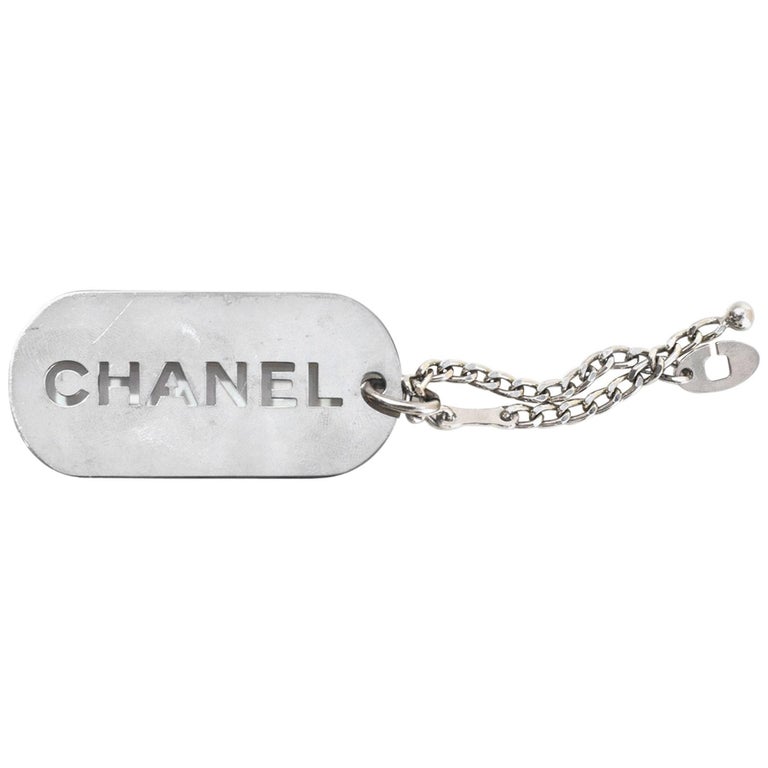Chanel Silvertone Logo Key Chain/Bag Charm For Sale at 1stDibs