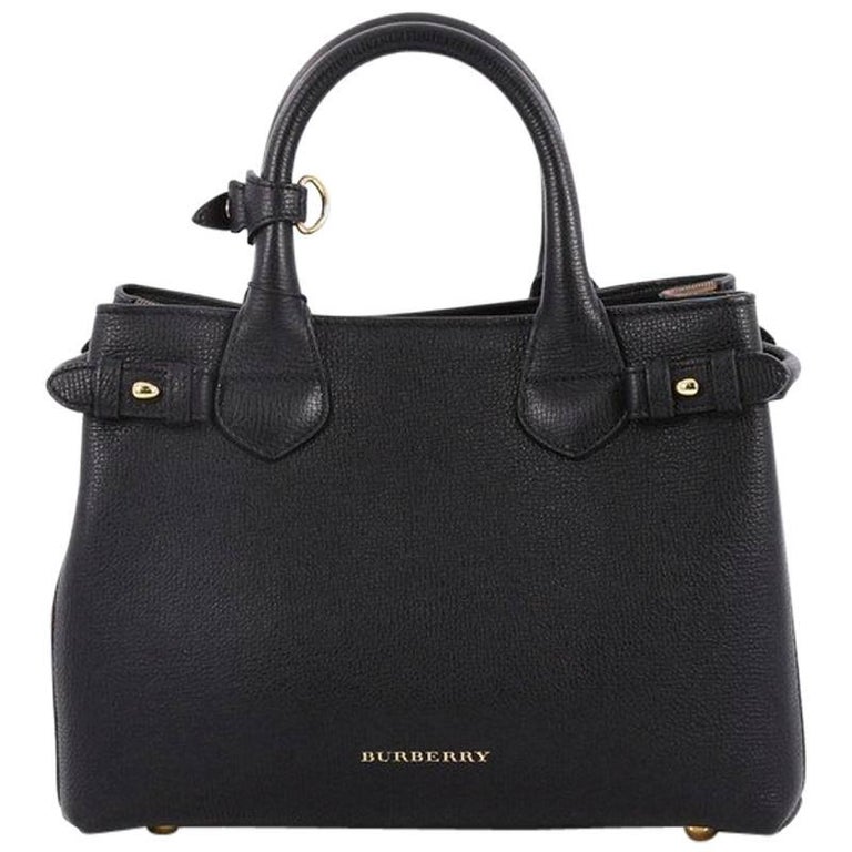 Burberry Banner Convertible Tote Leather and House Check Canvas Small ...