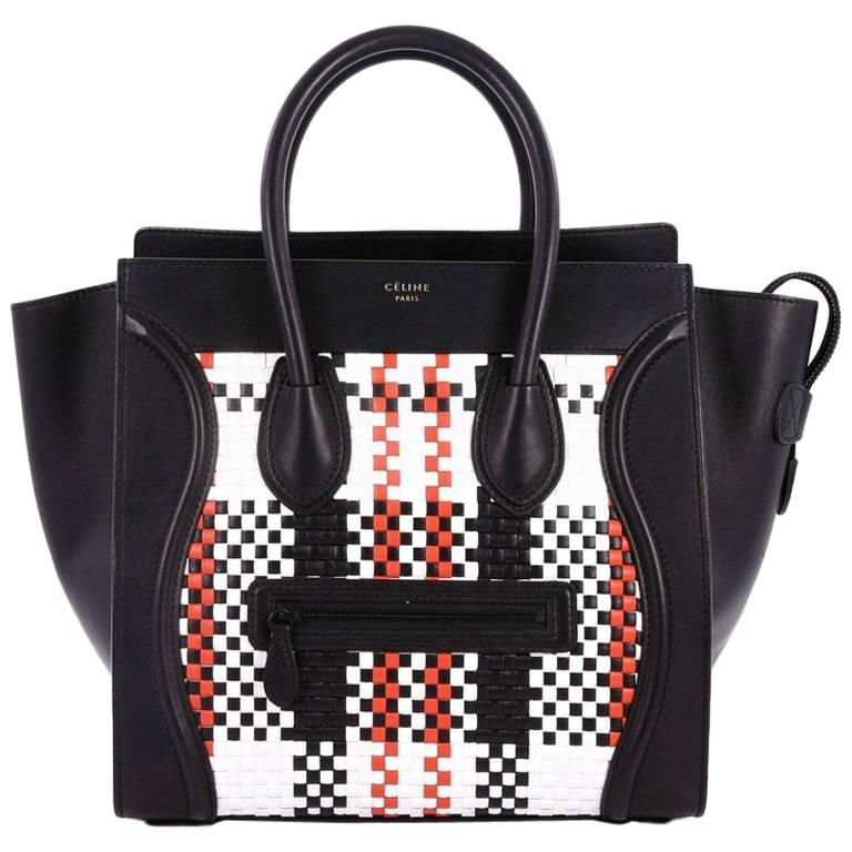 Celine Luggage Handbag Woven Leather Mini at 1stDibs | celine woven bag