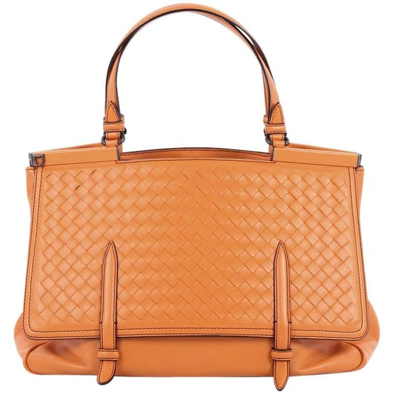 Bottega Veneta Monaco Convertible Satchel Leather with Intrecciato ...