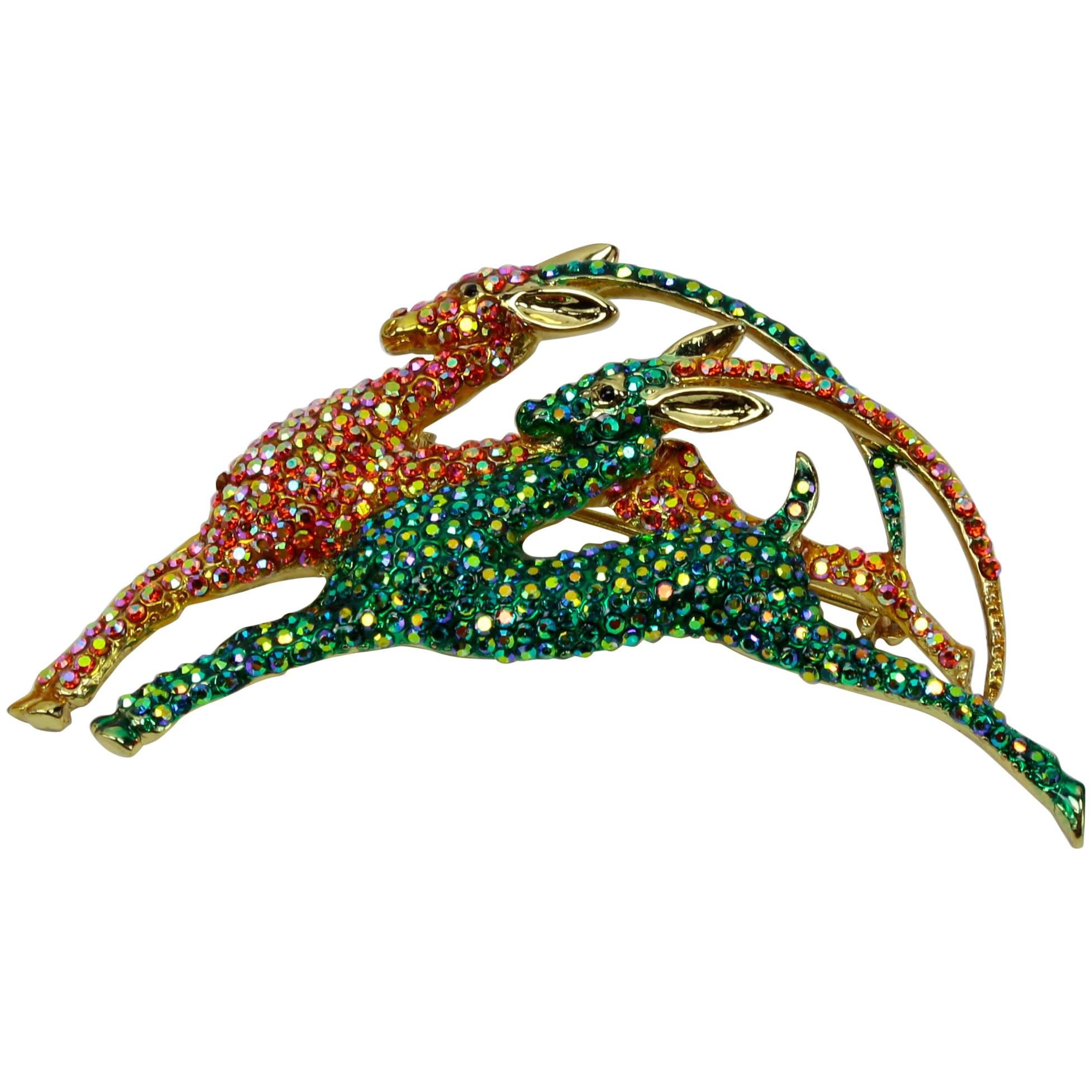 Butler Wilson Iconic BW Sparkling Diamante Deer Statement Brooch Pin at ...