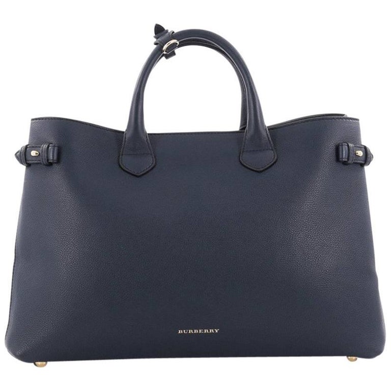 Burberry Banner Convertible Tote Leather and House Check Canvas Large ...