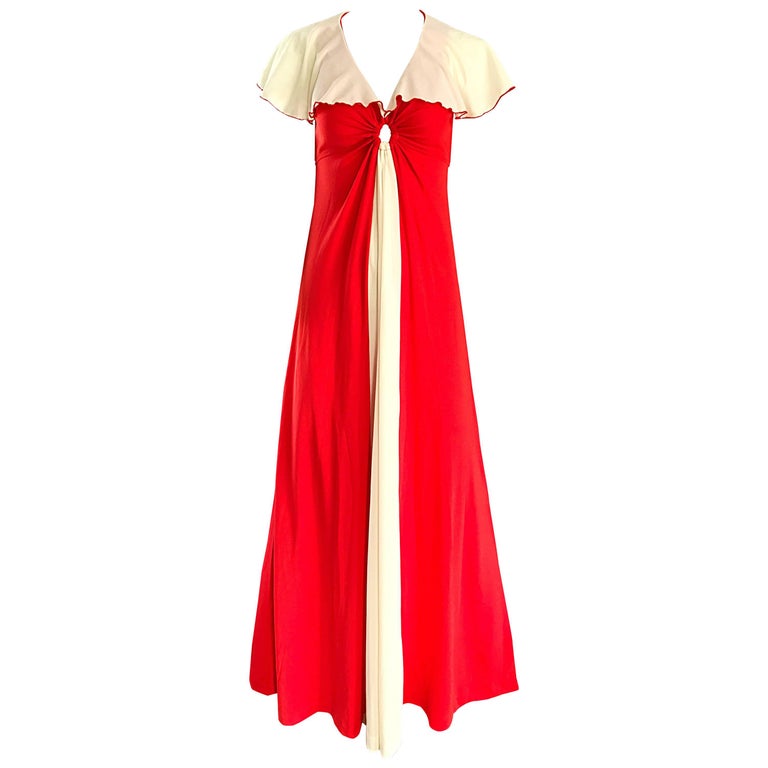 Giorgio di Sant Angelo - Robe longue bohème vintage orange et blanche ...