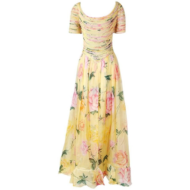 Valentino Couture Organza Floral Print Dress For Sale at 1stDibs
