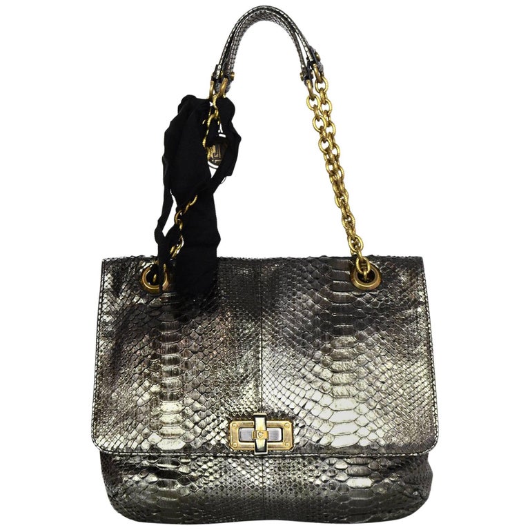 Lanvin Pewter Python Medium Happy Bag with DB For Sale at 1stDibs | lanvin python bag, db purses ...