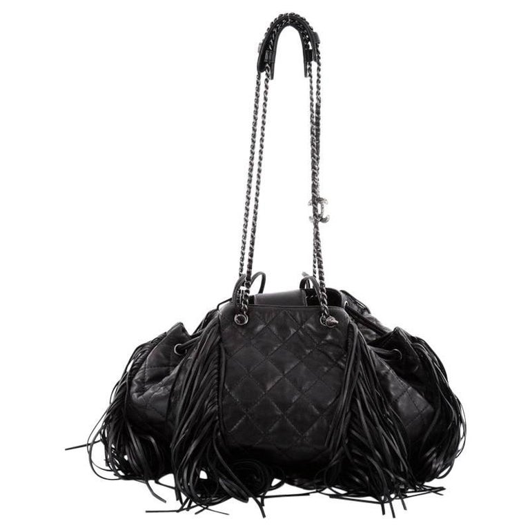 Chanel Paris-Dallas Large Drawstring Fringe Quilted Leather Shoulder ...