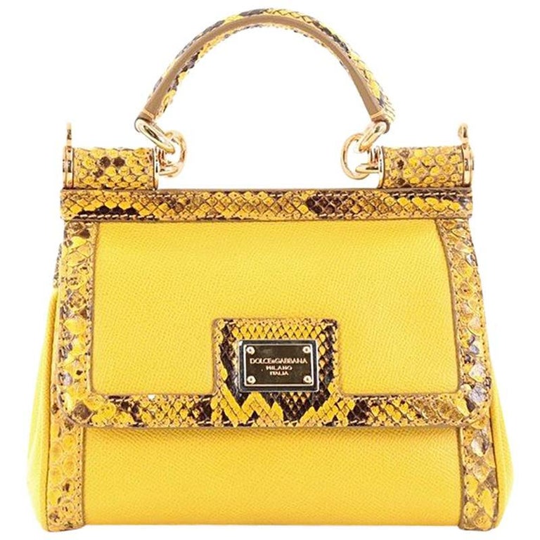 Dolce and Gabbana Miss Sicily Handbag Leather with Python Mini at 1stDibs