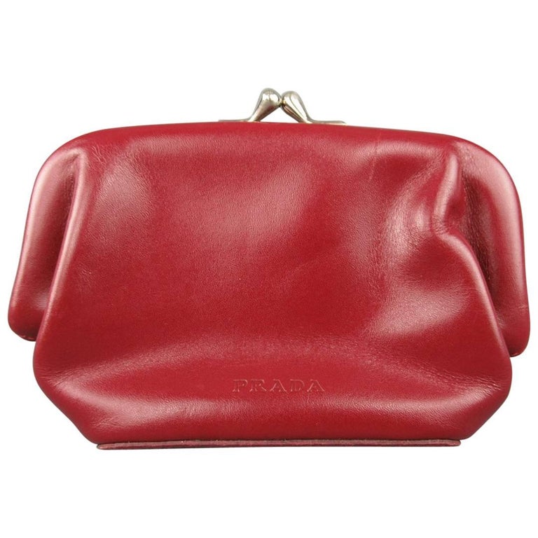 PRADA Burgundy Enmbossed Leather Coin Purse at 1stDibs | prada kiss ...