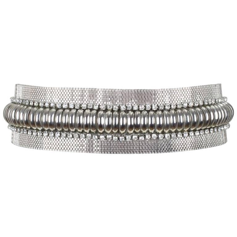 Gianni Versace Silver Metal Mesh Waist Belt With Rhinestones, 1980s at ...