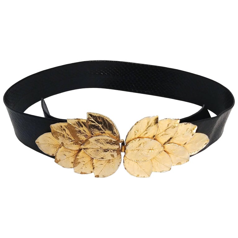 1980s Mimi Di N Golden Leaves Buckle Belt at 1stDibs