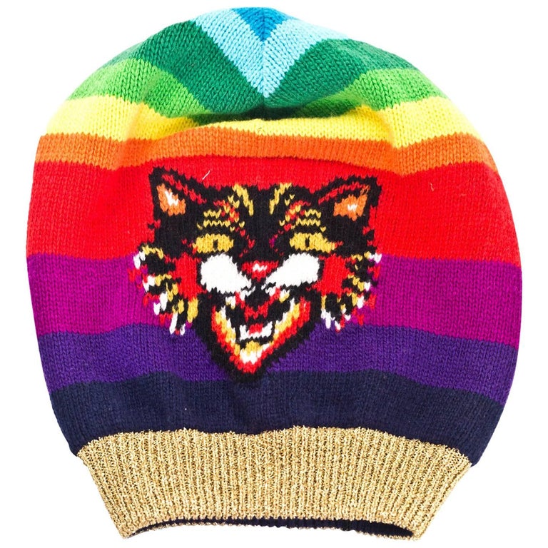 Gucci 2017 Rainbow Tiger Beanie Hat NWT rt. $680 at 1stDibs | gucci ...