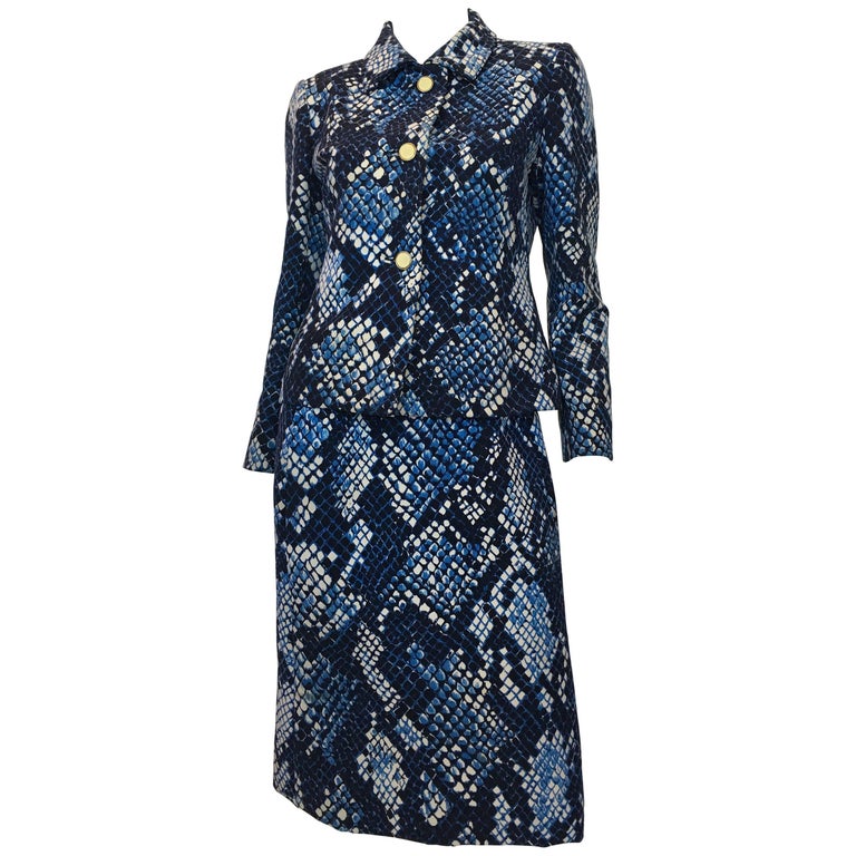 Unique 1960's Blue Snakeskin Print 2 Piece Suit For Sale at 1stDibs ...