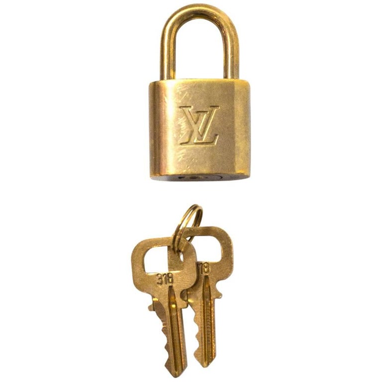 Louis Vuitton Brass Logo Lock and Keys with Box #318 For Sale at ...