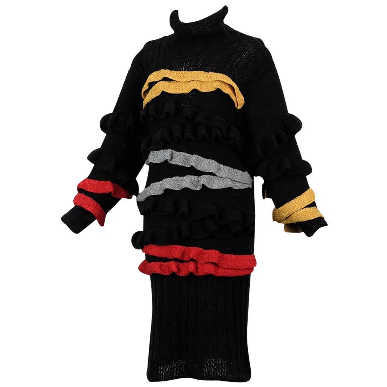 Autumn-Winter 1985 BodyMap "Harriet" hand knitted dress For Sale at 1stDibs