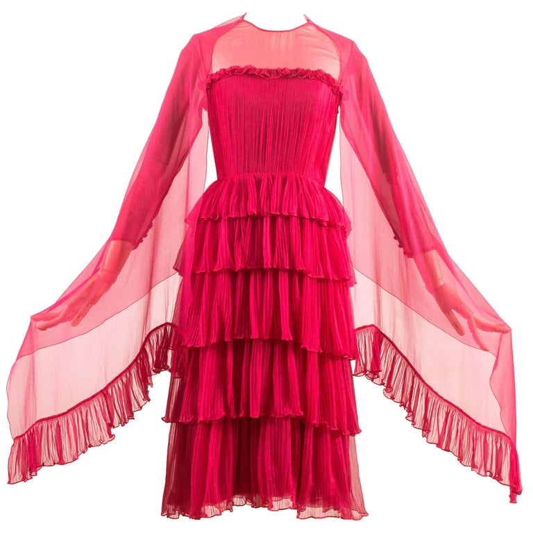 Chanel Haute Couture silk fuchsia pleated evening dress, Spring-Summer ...