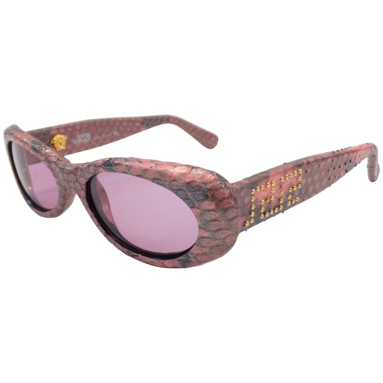 1990s Gianni Versace Pink Snakeskin Sunglasses at 1stDibs | versace ...